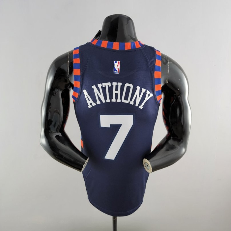 Camiseta NBA Carmelo Anthony 7 New York Knicks 75th Anniversary Azul 2022